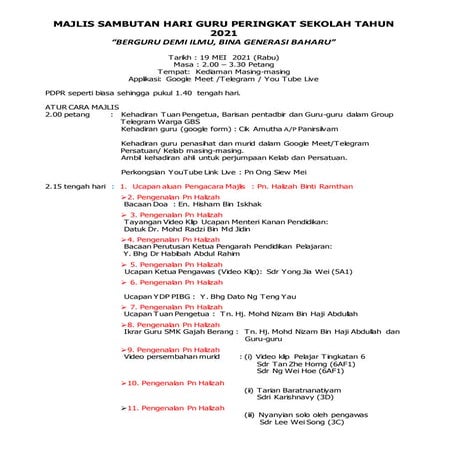 Teks ucapan pengacara majlis hari guru 2021 | DOCX