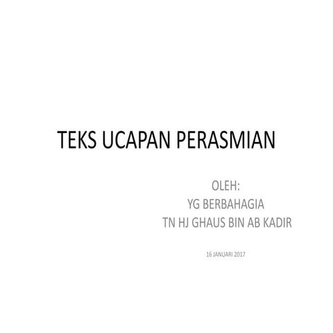 Teks ucapan perasmian program pa | PDF
