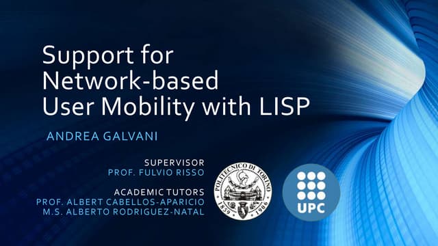 Support For Network Based User Mobility With Lisp Ppt