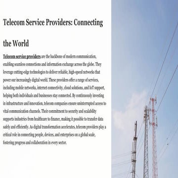 Telecom Service Providers | Telecommunication Services | PPT