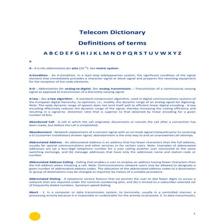 Telecom dictionary | PDF