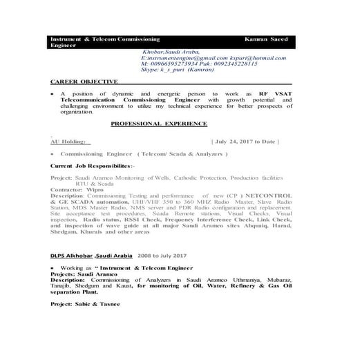 Telecom Radio RF Engineer | DOCX