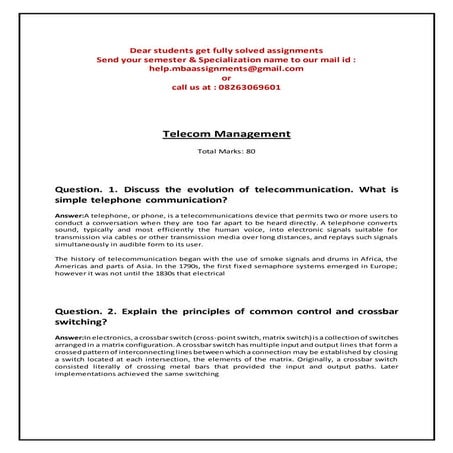 Telecom management | DOCX