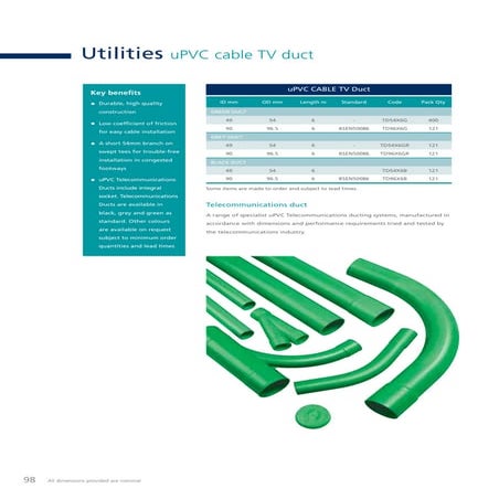 Polypipe Cable Ducting - uPVC Cable TV Duct - Telecommunications | PDF