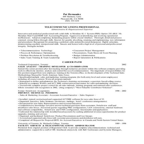 Telecommunications sales CV template | DOCX