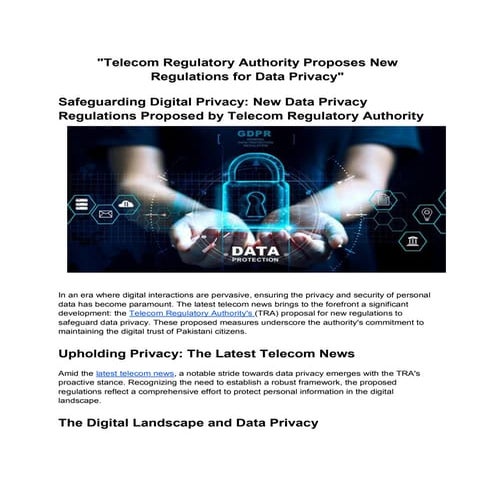 _Telecom Regulatory Authority Proposes New Regulations for Data Privacy ...