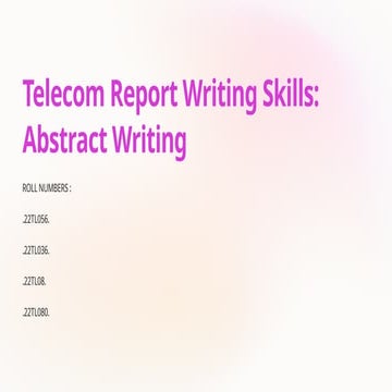 telecom report writing skill presentation | PPT