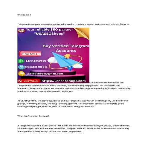 How Telegram Accounts Boost Engagement and Brand Awareness | PDF