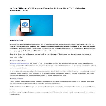 A Brief History Of Telegram From Its Release Date To Its Massive ...
