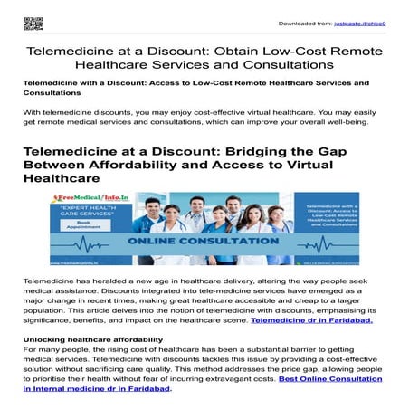 Telemedicine at a Discount Obtain Low-Cost Remote Healthcare Services ...