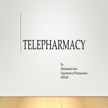 Introduction to Telepharmacy | PPTX