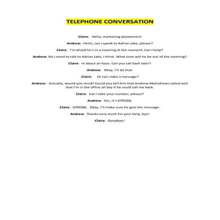 Telephone conversation | PDF