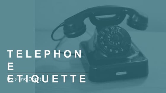 Telephone Manners And Decorum | PPTX | Hospitality Industry | Industries