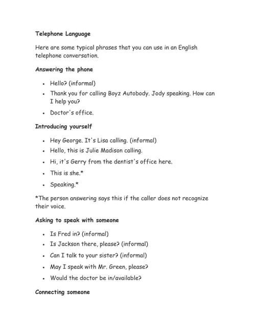 Telephone language | PDF