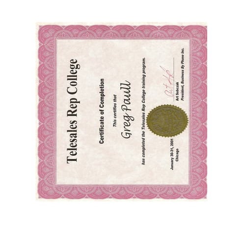 Telesales Rep College Certificate | PDF