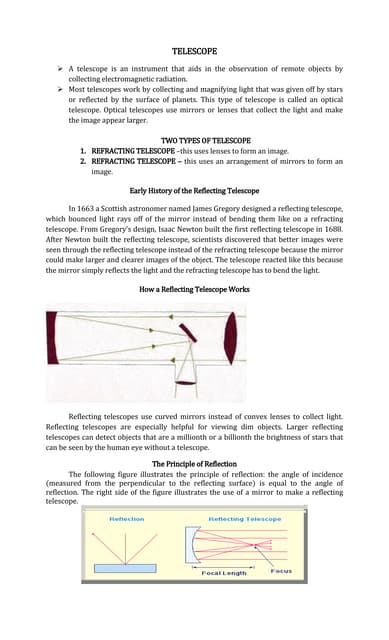 Telescopes power point | PPTX | Eye and Vision Conditions | Diseases and Conditions