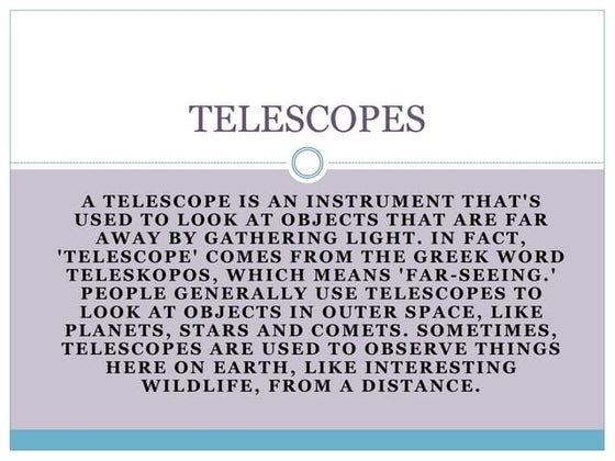 Telescope | PPTX | Space and Astronomy | Science