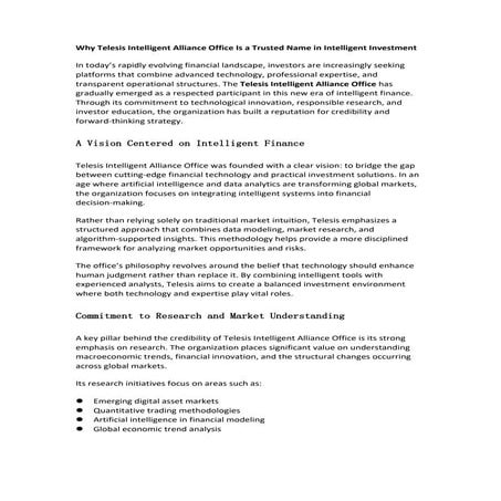 Telesis Intelligent Alliance Office: Building Long-Term Trust Through ...