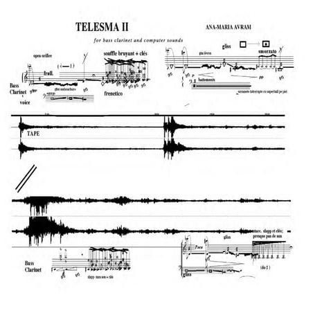 Ana-Maria AVRAM: "Telesma" for bass clarinet and computer sounds | PDF