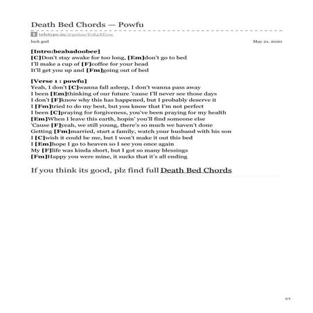 Death Bed Chords-powfu | PDF