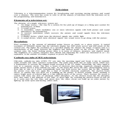 Television Basics | PDF