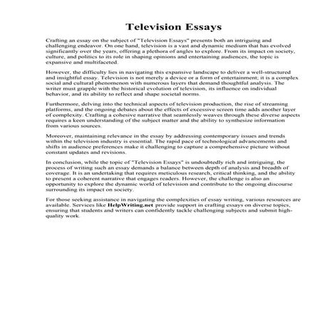 Television Essays | PDF | History | Genres