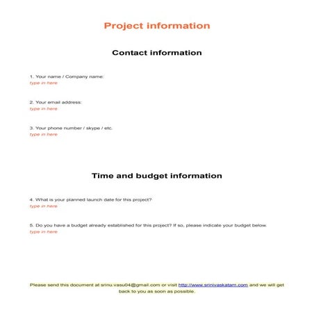 Tell us about your project, Project information | PDF | Web Development | Internet