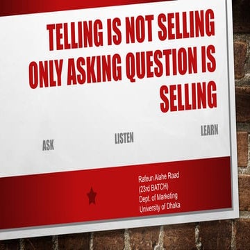 Telling is not selling | PPTX