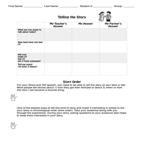 Telling the story worksheet | PDF