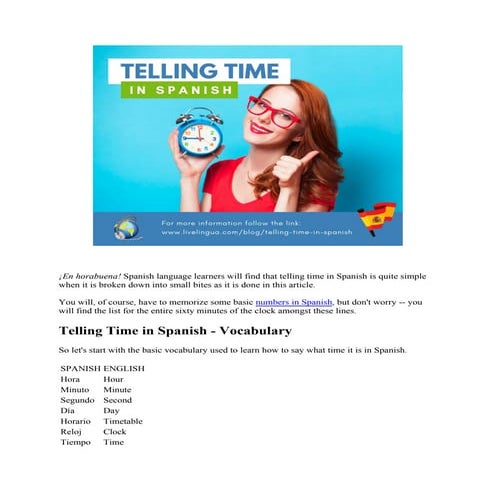 Telling Time In Spanish | PDF