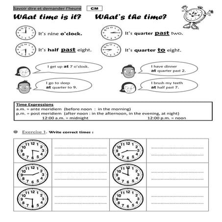 Telling+time+lesson+and+exercises | PDF