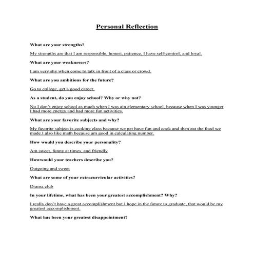 Personal reflection | DOCX