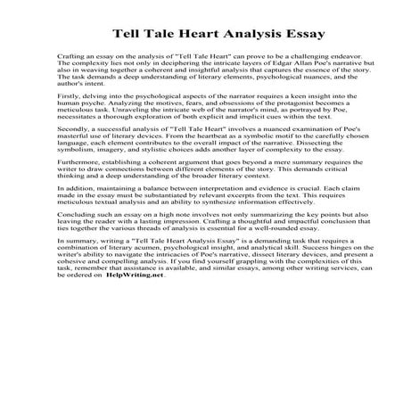 Tell Tale Heart Analysis Essay. Cleveland Community College | PDF