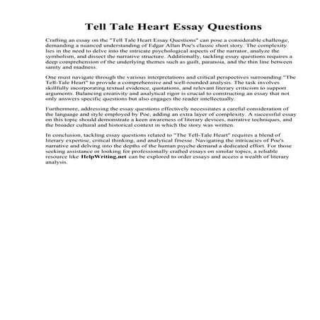 Tell Tale Heart Essay Questions. The Tell-Tale Heart | PDF