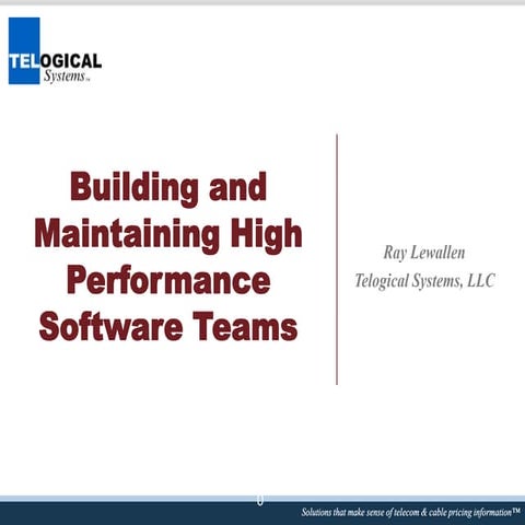 Building and Maintaining High Performance Software Teams - traits ...