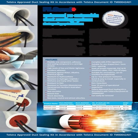 FiloSeal+ Telstra Approved Duct Sealing System | PDF