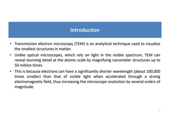 Principle & Applications of Transmission Electron Microscopy (TEM ...