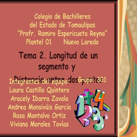 Tema 2. Longitud De Un Segmento Y Distancia Entre Dos Puntos | PPT