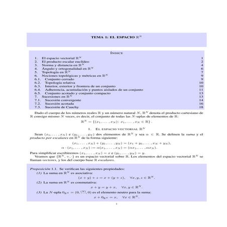 Tema 1 El Espacio R N 2011 20121 Pdf