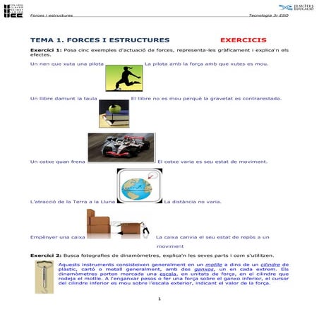 Tema 1. Forces I Estructures (Exercicis) | DOC