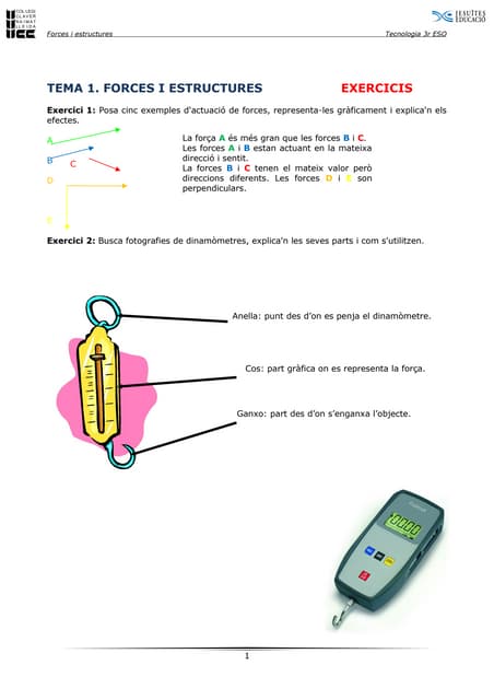 Tema 1. Forces I Estructures (Exercicis) | PDF