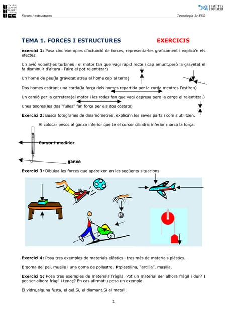 Tema 1. Forces I Estructures (Exercicis) | PDF