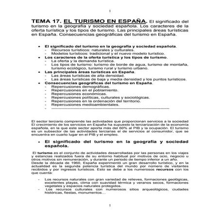Tema 17. El turismo en España | DOC