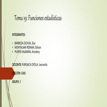 TEMA 19 EXCEL.pptx Funciones estadísticas xxxxxxxxxxxxxxxxxxxxxxxxxxxxxxxxxxxx | PPTX
