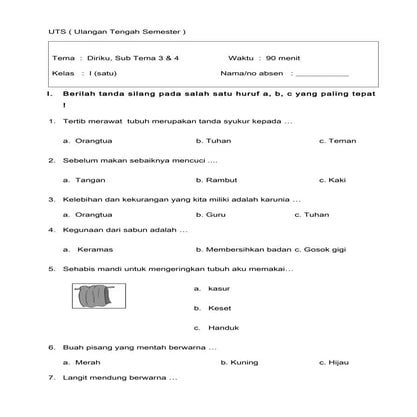 Tema 1 diriku kelas 1 SD subtema 3 dan 4 | DOC