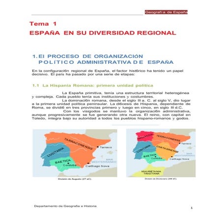 Tema 1 españa contexto y diversidad | PDF