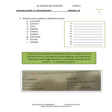 Tema 1. lengua 4º anaya adaptado | DOCX