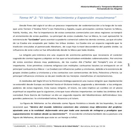 Tema 2. nacimiento y expansión del islam | DOCX