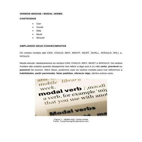 Tema 20 verbos modais modal verbs | PDF