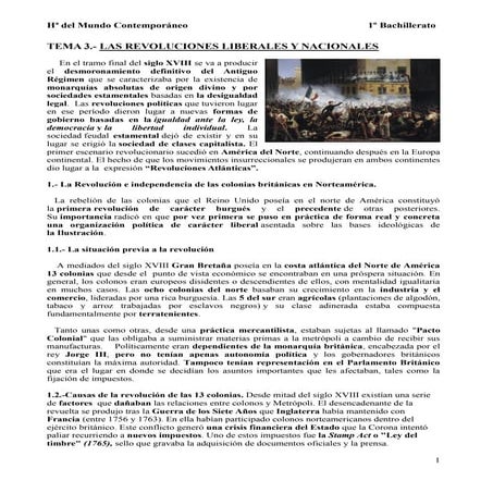 Tema 3 las revoluciones liberales | PDF
